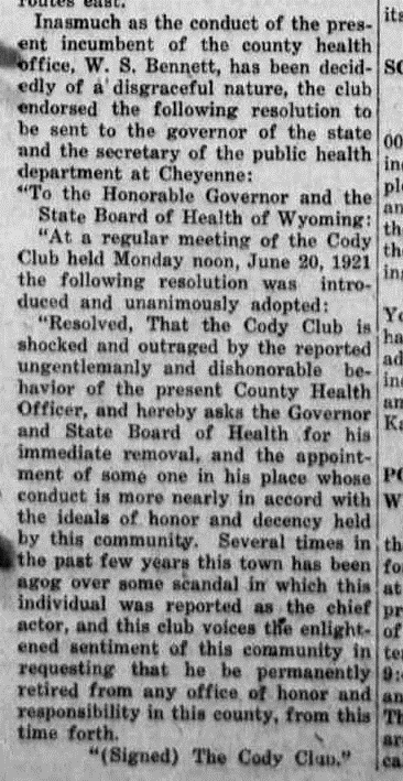 Fall from Grace: Dr. William Sabin Bennett – Meeteetse Museums